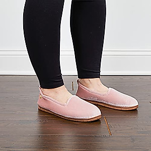 Dearfoams Women's Rachel Shiny Velour Closed Back Slipper, Pale Mauve, Large