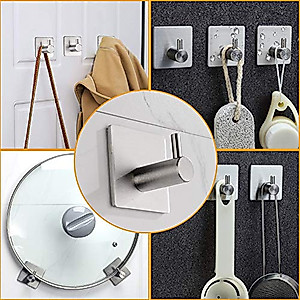 OUKALU Adhesive Wall Hooks Hanger 20 lb(Max) Heavy Duty Wall Hanger Hooks Stainless Steel Waterproof Stick on Hooks for Hanging (6 Pack)