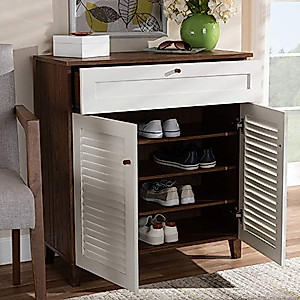 Baxton Studio Shoe Cabinets, White/Walnut