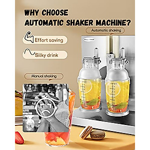 Moonshan Automatic Milk Tea Shaker Machine 360° for Bubble Tea Boba Tea Electric Milk Tea Shaking Machine Juice Coffee Milk Wine Cocktail Double Cup 350ml-750ml with PC Cups