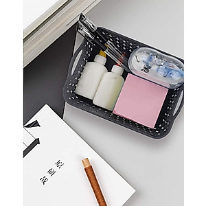 Yarebest Plastic Small Baskets Tray, Desktop Storag Tray Set of 12, Grey