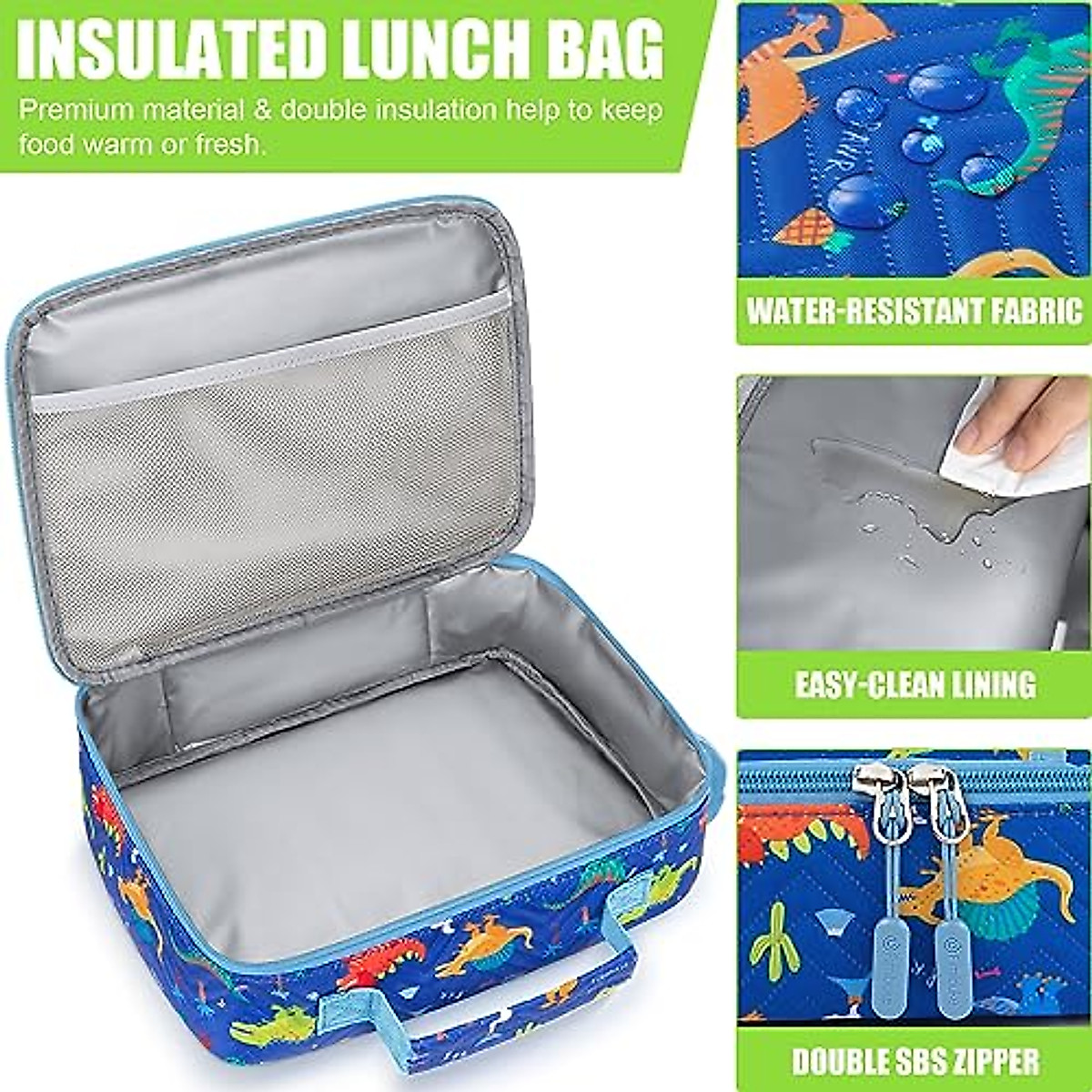 Fimibuke Kids Bento Lunch Box with 4 Compartments, Insulated lunch Bag, Stainless Steel Vacuum Thermos Food Jar, Ice Pack & Utensils Set, Birthday Gifts for Aged 3-12 Back to School Toddler Girls Boys