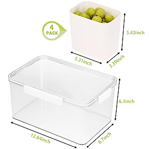 Moretoes 1 Pack Veggie Tray with Lid Sealed Sectioned Fruit Snack Serving Platter Vegetable Storage with 4 Compartments Fruit Storage Containers for Fridge (7.8L)