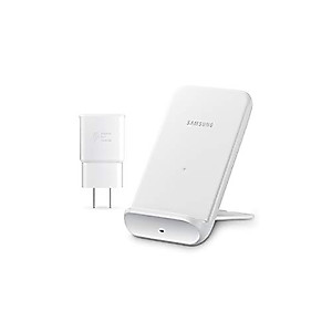 Samsung Electronics Wireless Charger Convertible Qi Certified (Pad/Stand) - for Galaxy Buds, Galaxy Phones, and Apple iPhone Devices - US Version - White (US Version)