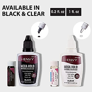 KISS iENVY Individual Cluster Lash Glue, Strong Hold Individual Lash Adhesive, Waterproof Long-Lasting Individual Lash Glue, Jet Black