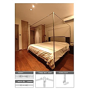 Xierdio Stainless Steel Canopy Frame, Bedroom Decoration Support is Used for Metal Wooden Bed Platform Size Double Bed Full Double Bed (Queen)