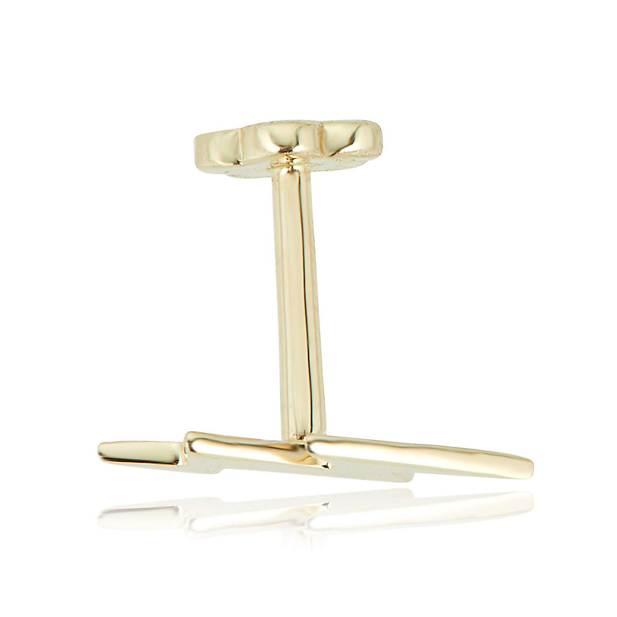AVORA 14K Yellow Gold Lightning Bolt Cartilage Piercing Flat Back Earring Body Jewelry (18 Gauge)