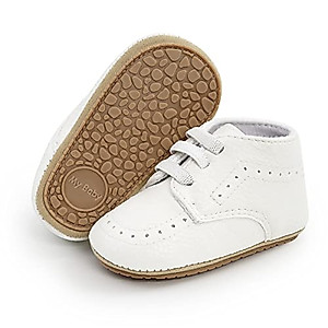 Casazoe Infant Baby Boys Girls Oxford Shoes PU Leather Wedding Loafers Brogue Toddler Baptism Dress Shoes First Steps Walking Flat Lazy Crib Shoe