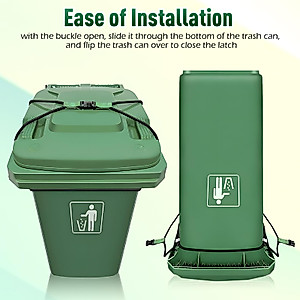 Suzile 2 Pcs Trash Can Lock Heavy Duty Trash Can Lid Lock Garbage Can Lock Garbage Can Holders for Outside Trash Can Bungee Cord for 30-50 Gal Trash Cans Dogs Raccoon Squirrel Bear Outdoor (Green)