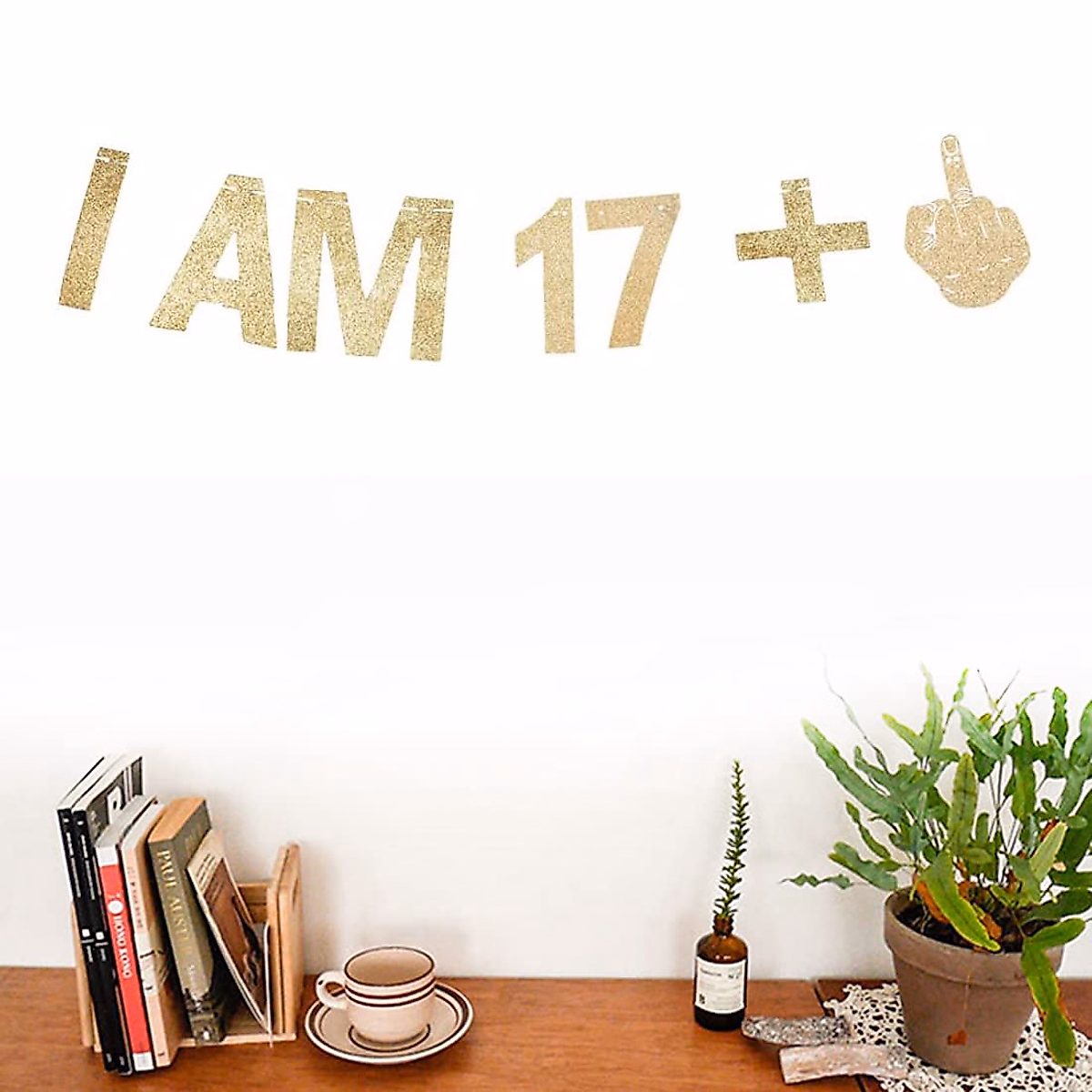 Morndew Gold Gliter I AM 17+1 Paper Banner for 18th Birthday Party Sign Backdrops Funny/Gag 18 Bday Party Wedding Anniversary Celebration Party Retirement Party Decorations