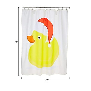 Carnation Christmas Shower Curtain 3 Pack - 1 Each Christmas Santa Up On The Rooftop, Forest Reindeer Friends, Christmas Tubber Ducky - Set 3 Fabric Xmas Shower Curtains