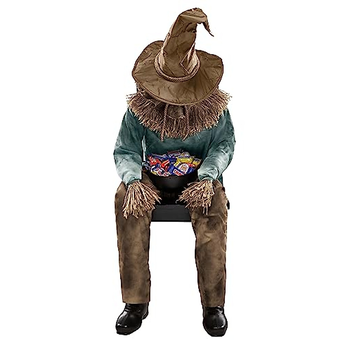 Spirit Halloween 4.5 Ft Scary Sitting Scarecrow Animatronic | Decorations | Animated | Pop-up Motion | Scarecrow Prop