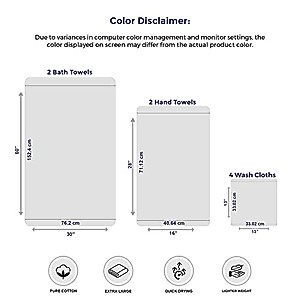 Tens Towels 8 Piece Towels Set, 2 Extra Large Bath Towels, 2 Hand Towels, 4 Washcloths, 100% Cotton, Lighter Weight, Quicker to Dry, Super Absorbent, Perfect Bathroom Towels Set (White)