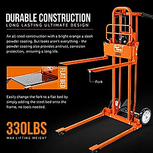 SuperHandy Material Lift Winch Stacker, Pallet Truck Dolly, Lift Table, Fork Lift, 330 Lbs 40" Max Lift w/ 8" Wheels, Swivel Casters [Patent Pending]