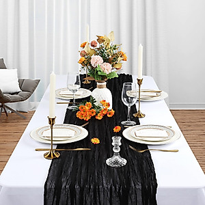 Heneger 6 Pack Black Cheesecloth Table Runner 10Ft Gauze Cheese Cloth Table Runner 35x120 Inch Boho Sheer Rustic Fabric Runner for Party Bridal Baby Shower Wedding Table Decoration