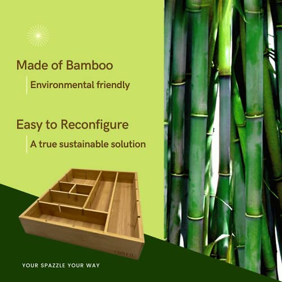 SPAZZLE Lite: 18 PCS Bamboo Organizer for Every Room