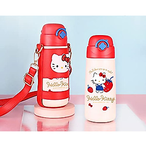 Hello Kitty Stainless Steel Insulated Water Bottle with Bag White 500ml