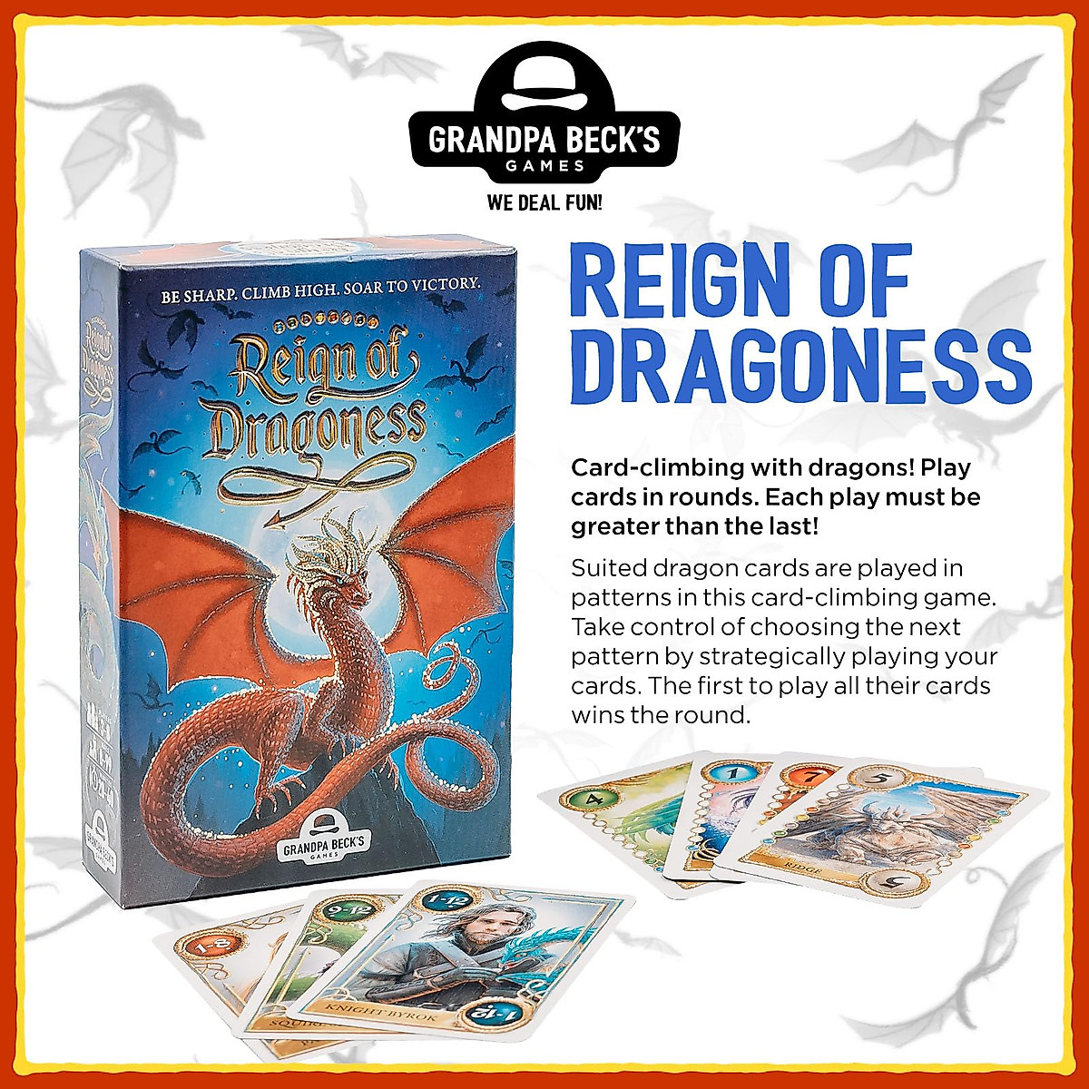 Grandpa Beck's Games Reign of Dragoness Card Game | A Strategic Hand Elimination Card Game | from The Creators of Cover Your Assets & Skull King | 3-8 Players 8+