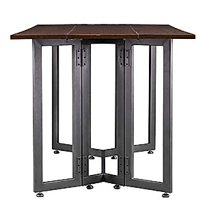 SEI Furniture Driness Drop Leaf Console to Dining Convertible Table, Dark Tobacco, Gunmetal Gray