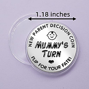 Huwane New Parent Decision Coin Flip for Your Fate, Mummy’s Turn or Daddy’s Turn, New Baby Gift Dad Pregnancy Mom Present for Wife, Husband, Mother’s Day, Father’s Day, Birthday, Christmas (1)