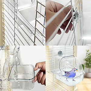 WQY GroceryShop Bird Bath for Cage, Cleaning Pet Supplies Cockatiel Bird Bathtub with Hanging Hooks for Little Bird Parrots Spacious Parakeets Portable Shower for Most Birdcage