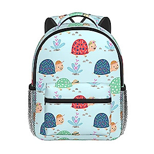 KiuLoam Colorful Cartoon Turtle Kids Backpacks For Toddler Boys And Girls Preschool Backpack With Chest Strap 12 Inch
