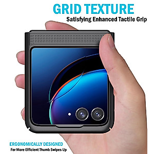 Case with Clip for Motorola RAZR+ 2023, Nakedcellphone [Grid Texture] Slim Hard Shell Cover and [Rotating/Ratchet] Belt Hip Holster Holder Combo for Moto RAZR Plus '23 (RAZR 40 Ultra) - Black