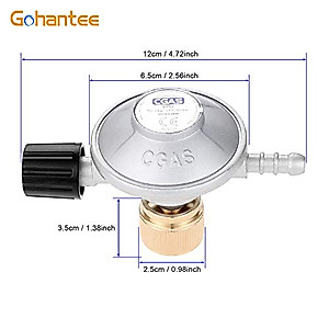 gohantee Propane Low Pressure Regulator Ajustable Flow with 8mm Barb Hose Connection Connect 1LB Disposal Bottle Valve for Camping Stove