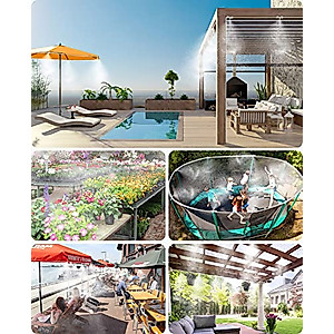 homenote Misting Cooling System 59FT (18M) Misting Line + 16 Brass Mist Nozzles + a Metal Adapter(3/4”) Outdoor Trampoline Sprinkler Mister Patio Garden Greenhouse for Waterpark