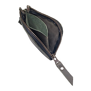 Hide & Drink, Zippered Wallet, Holds Up to 6 Cards Plus Folded Bills, Pouch Organizer, Cash Holder, Travel Essentials, Mini, Pocket-Size, Full Grain Leather, Handmade, Charcoal Black