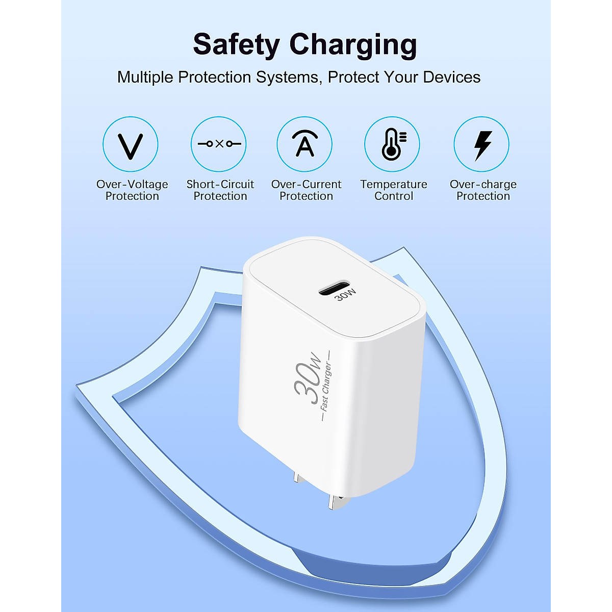 30W USB C Charger Block for iPhone 15/15 Pro Max/Plus/14/13/12/11, Google Pixel 8/7/6, iPad, MacBook Air, Samsung Galaxy S23/S22, 2Pack PD 30Watt Super Fast USB-C Power Adapter Walll Charging Plug