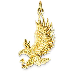 IceCarats 14K Yellow Gold Bald Eagle Symbol of Strength Freedom Hawk Bird Necklace Pendant Charm Only
