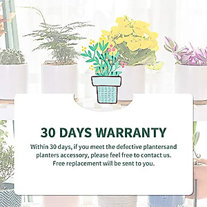 OMAYKEY 4 Inch Ceramic Plant Pot with Bamboo Saucer, White Planters Pots with Drainage Hole and Mesh Pads for Succulent, Snake, Cactus, Herbs - 4 Packs(Plant Not Included)