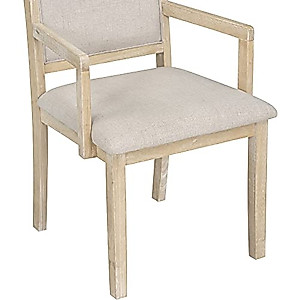 WOZNLA 5-Piece Dining Table Set - Round to Oval Extendable Butterfly Leaf Wood Table with 4 Upholstered Dining Chairs with Armrests - Ideal for Kitchen and Family Gatherings