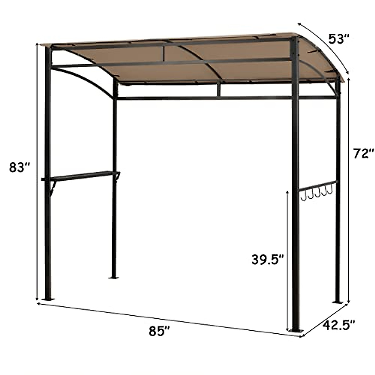 Tangkula 7ft Grill Gazebo, Patio Barbecue Canopy with Serving Shelf and Storage Hooks, Curved Grill Shelter w/Heavy-Duty Steel Frame Sunshade Gazebo for Outdoor Garden (Coffee)