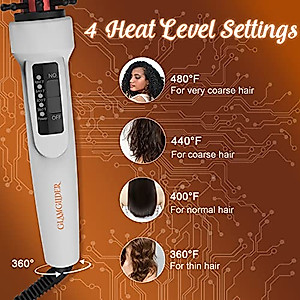 GLAMGLIDER Curling Iron Brush, Ceramic Tourmaline Ionic Hair Hot Brush, Anti-Scald Hair Curling Wands,Professional Instant Heat Styling Brush with 4 Heat Settings,Dual Voltage Travel (1.25 Inch)