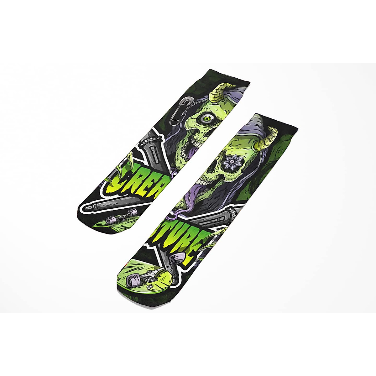 ARIYIDA Unisex Funny Crazy Color 3D Puzzle Stripe Food Pattern Athletic Sports Crew Tube Socks (Skeleton)