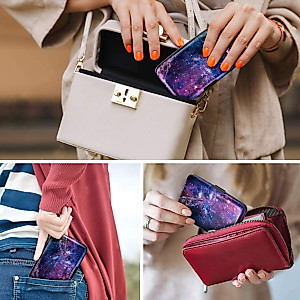 Coco Rossi Mini Credit Card Holder for Women,RFID Blocking Slim Hard Card Case ID Case Travel Wallet Nebula