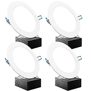 Sunco 4 Pack 6 Inch Ultra Thin LED Recessed Ceiling Lights Slim, 5000K Daylight, Dimmable, 14W=100W, Wafer Thin, Canless with Junction Box - ETL