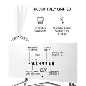 HP All-in-One Desktop PC, 11th Gen Intel Core i3-1115G4 Processor, 8 GB RAM, 512 GB SSD Storage, Full HD 23.8” Display, Windows 10 Home, Remote Work Ready, Mouse and Keyboard (24-dp1250, 2021)