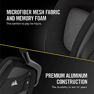 CORSAIR Void PRO RGB Wireless Gaming Headset - Dolby 7.1 Surround Sound Headphones for PC - Discord Certified - 50mm Drivers - Carbon