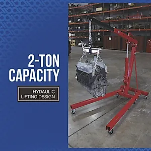 Strongway Hydraulic Engine Hoist with Load Leveler - 2-Ton Capacity, 1in.-82 5/8in. Lift Range