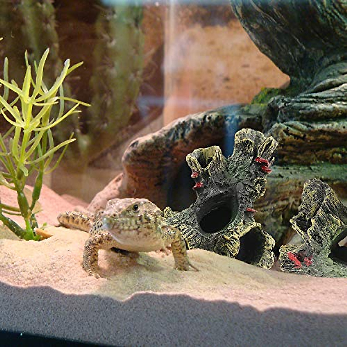 Lainrrew 3 Packs Aquarium Decorations Hollow Tree Trunk, Fish Tank Decorations Betta Fish Ornaments Resin Aquarium Log Caves Wood Hideout with Holes for Betta, Turtles, Reptiles