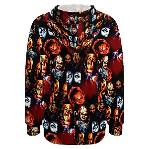 ZHANGXM Women's Pullover Autumn Soft and Comfortable Chucky Slim Fit Loose Hip-Hop Long-Sleeved Sweatshirt Men 2XL