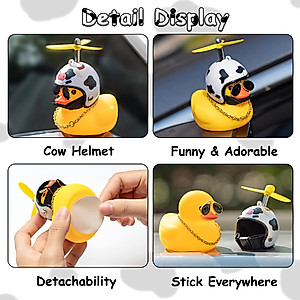 Haooryx 3 Pack Camouflage Rubber Duck Toys Car Ornaments Helmet Yellow Duck Car Dashboard Decoration Set, Camouflage Series Trim Suit Cool Ducks With Propellers Glasses Gold Chain for Kids Adults Gift