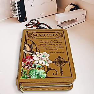 10x7 Inch Personalized Bible Cover – Create Your Own Design, Custom Bible Cover and Carrying Case with Handle – Leatherette Book Covers and Bible Case for Women - Brown (Design 4)