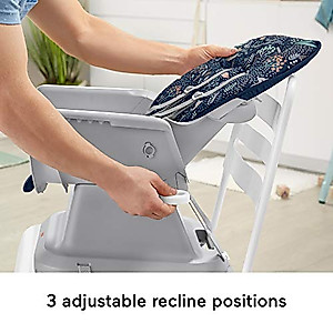 Fisher-Price Spacesaver Simple Clean High Chair Baby To Toddler Portable Dining Seat With Removable Tray Liner, Moonlight Forest [Amazon Exclusive]