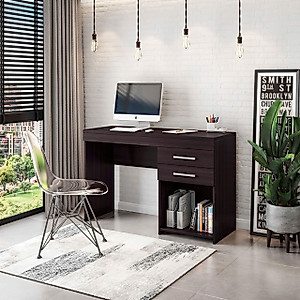 Techni Mobili Computer Home Office or Bedroom Storage & Drawers Ideal for Small Spaces Writing Desk, 47.6" W x 16.1" D x 30.3, White