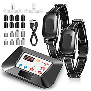 Rivulet Electric Wireless Dog Fence System Electric Dog Fence Pet Fence Wireless, 2-in-1 Dog Boundary Containment System&Rechargeable Shock Training Collar Range 990FT for Small Medium Large Dogs