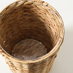 Motifeur Bathroom Wastebasket - Hand-Woven Water Hyacinth Wicker Decorative Trash Can, Seagrass Garbage Bin…